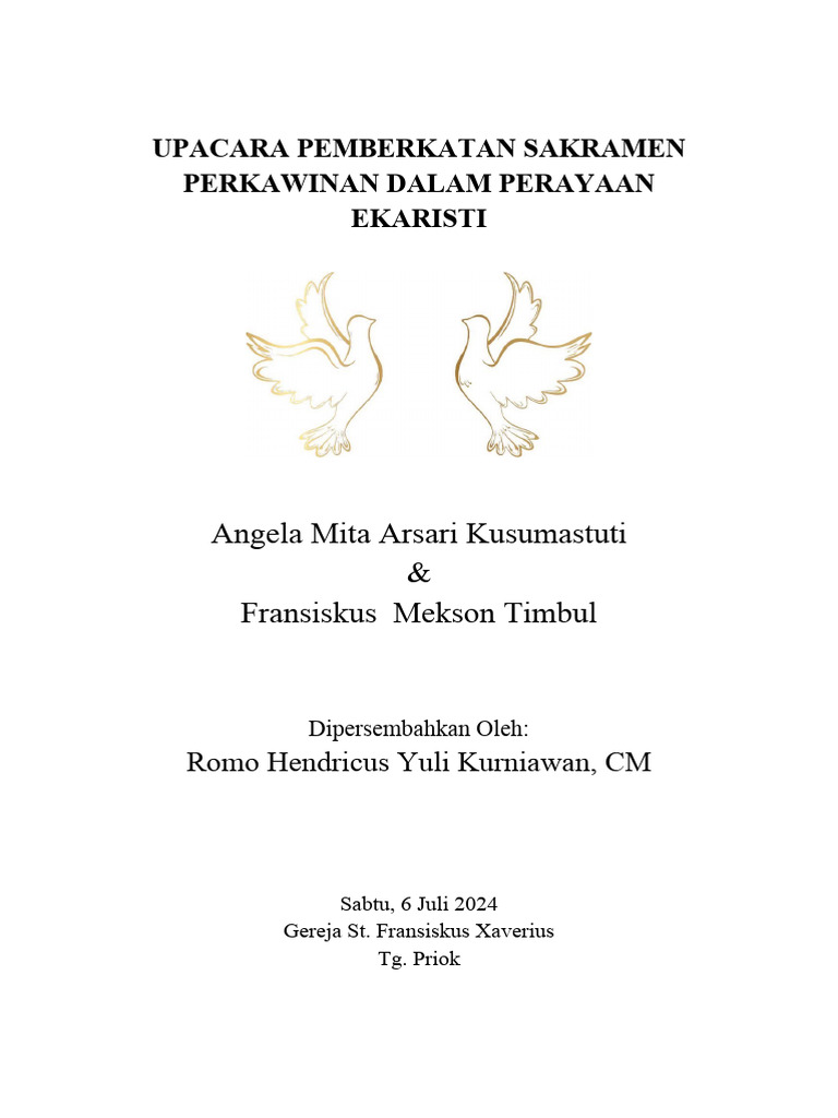 Teks Misa Pernikahan Katolik 2024 | PDF