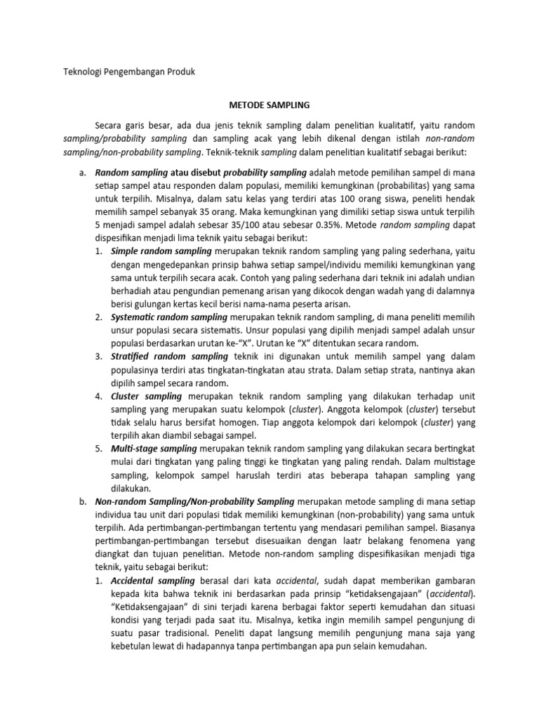 Metode Sampling | PDF | Sains & Matematika