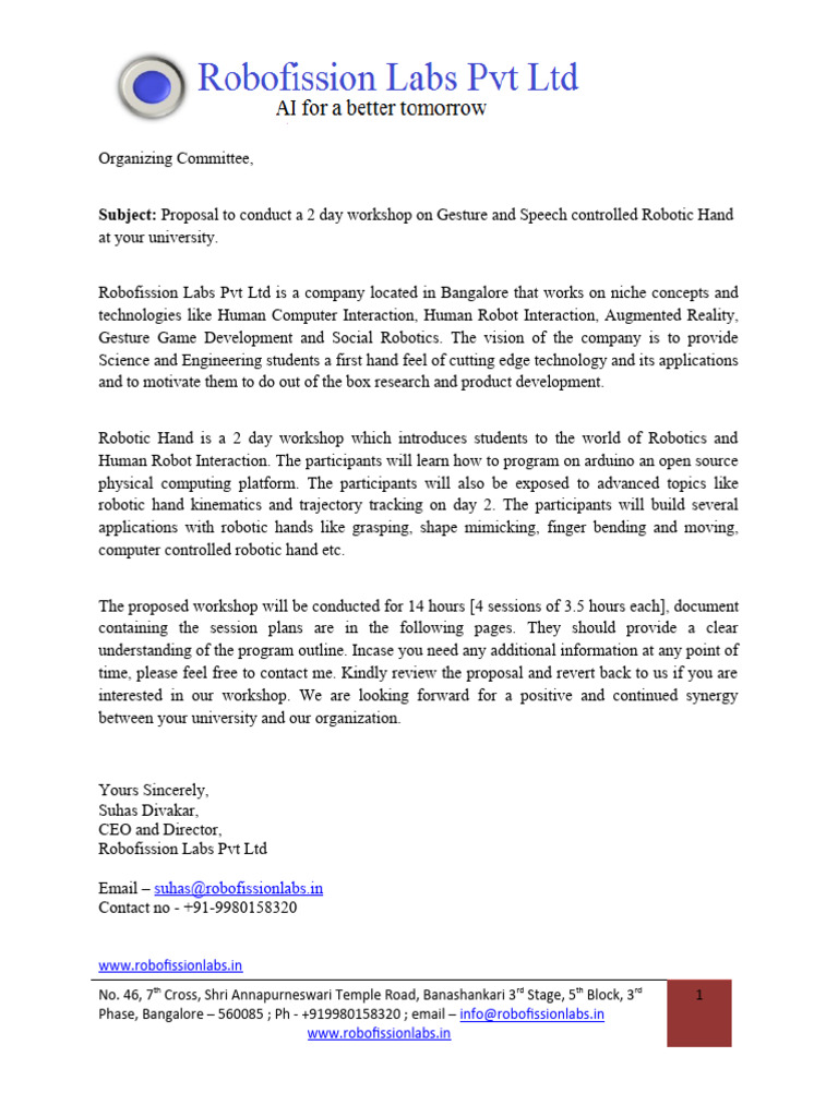 Robotic Hand Proposal | PDF | Robotics | Engineering