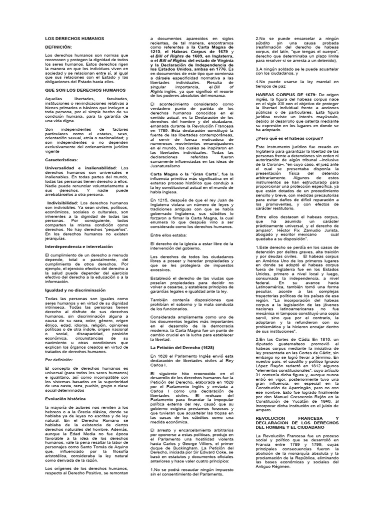 Derechos Humanos: Definición y Evolución | PDF | Derechos humanos ...