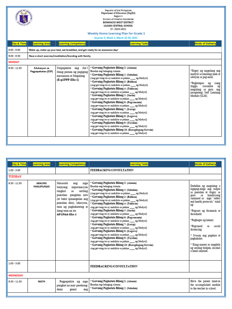 WHLP Grade 1 Q3 W1 | PDF
