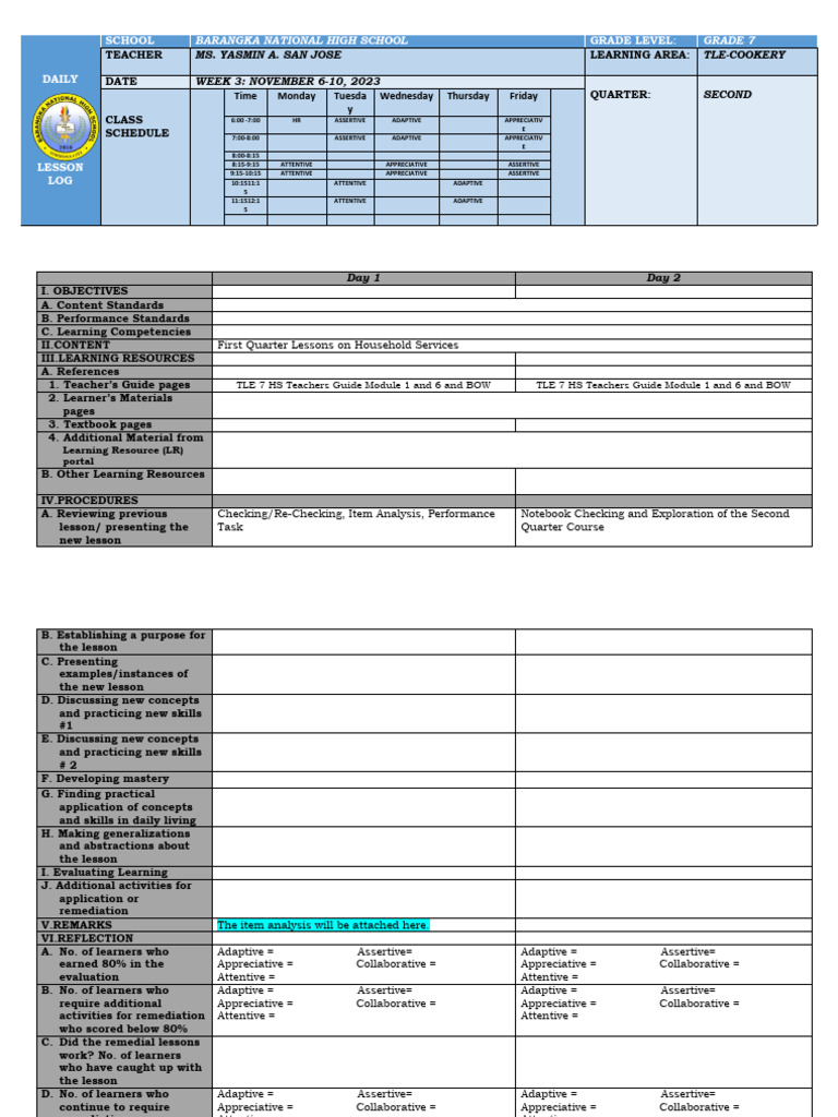 Dll-Cookery-2nd Qtr-Week 1 | PDF | Learning | Behavior Modification