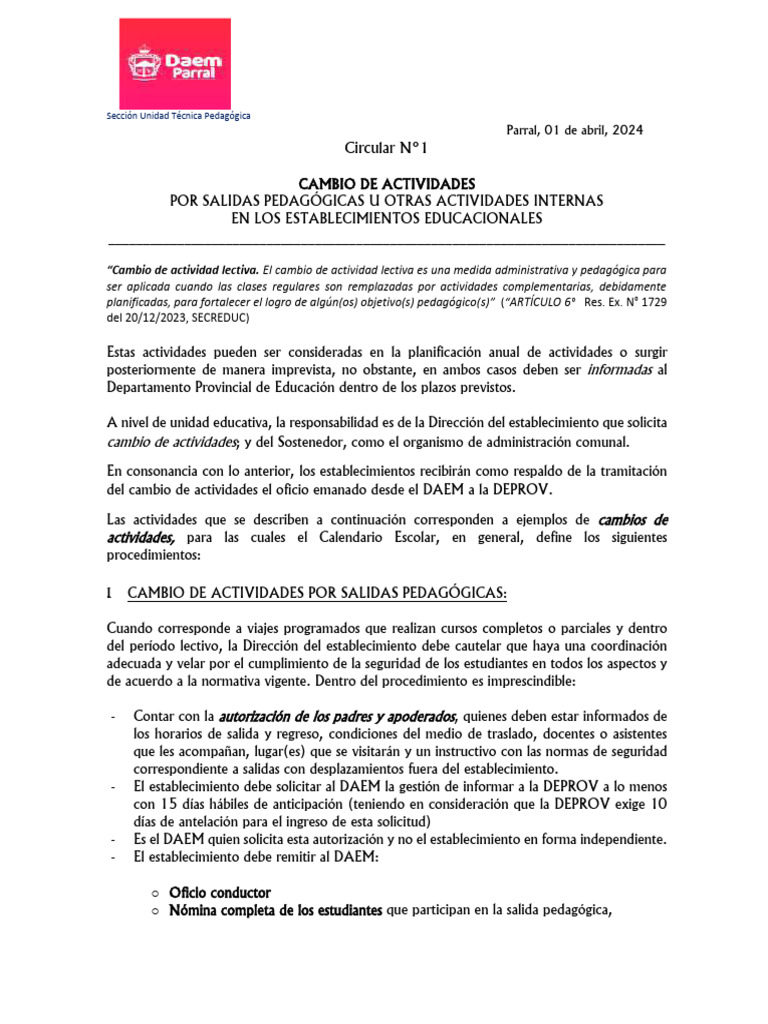 Circular N°1 - 2024.cambio de Actividades | PDF | Negocios