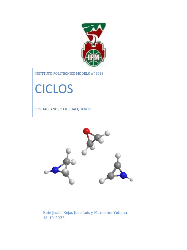 Ciclos Quimica 2023 | Descargar gratis PDF | Alqueno | Alcano