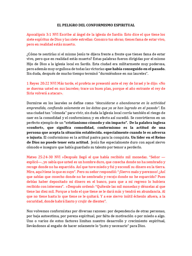 Peligros del Conformismo Espiritual | PDF | Jesús