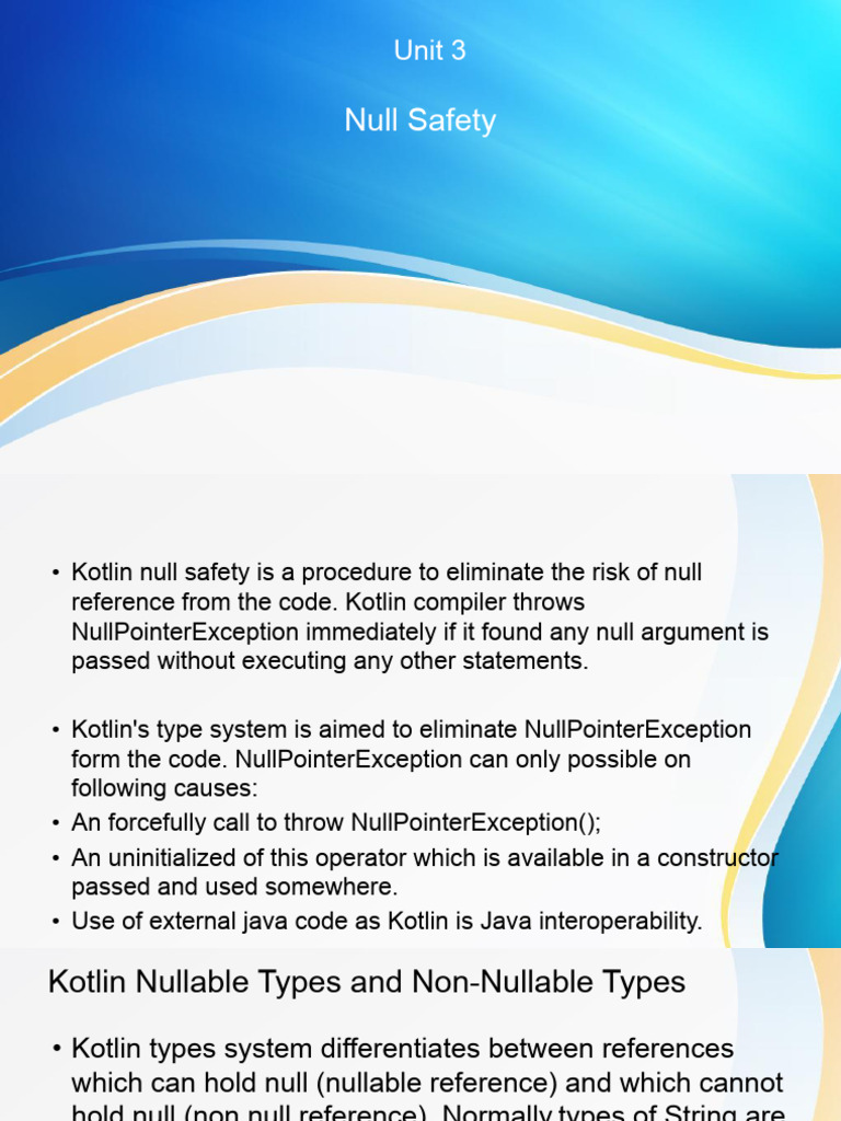 Unit 3-null safety.pptx | PDF | Computer Programming | Software Engineering