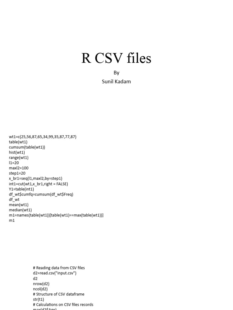 R CSV Files | PDF | Science & Mathematics | Computers