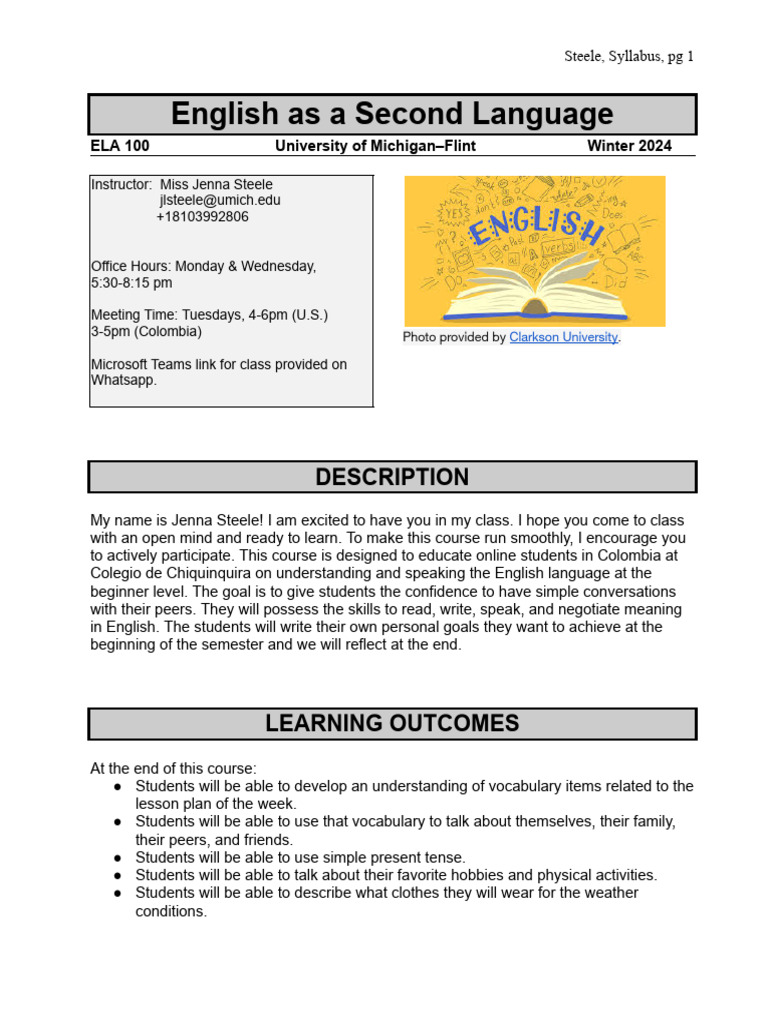 Jenna Syllabus Draft Tel 410 | Download Free PDF | English Language ...