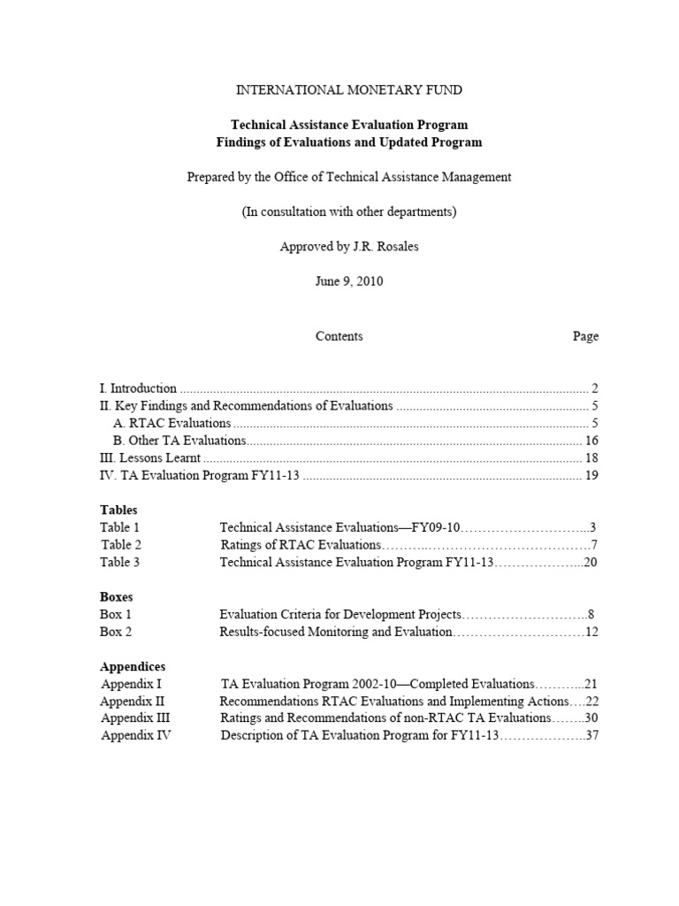 PP4251 Technical Assistance Evaluation Program Findings of Evaluations and Updated Program | PDF ...