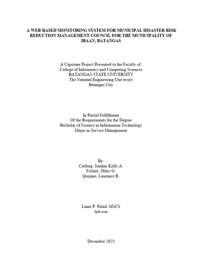 A Web Based Disaster Risk Reduction Management Monitoring System | PDF | Disaster Risk Reduction ...