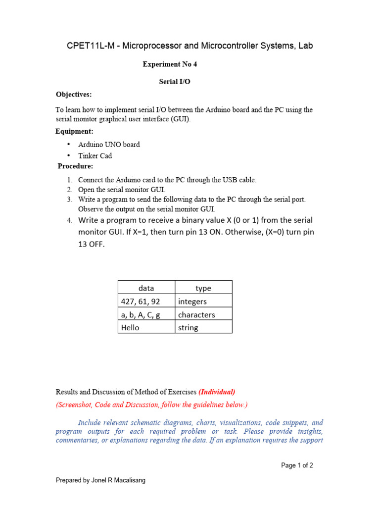 LAB-ACTIVITY-4-Serial-IO | PDF | Arduino | Personal Computers