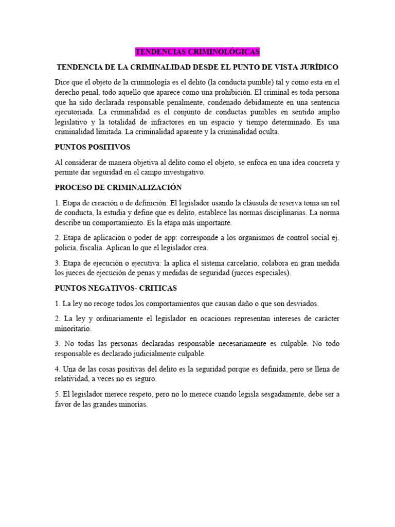 Tendencias Criminológicas | Descargar gratis PDF | Crímenes | Crimen y violencia