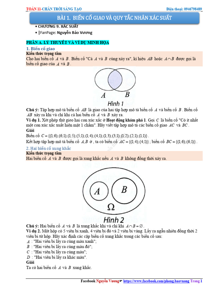 Bai-1-Bien Co Giao Va Quy Tac Nhan Xac Suat - DA - TL | PDF