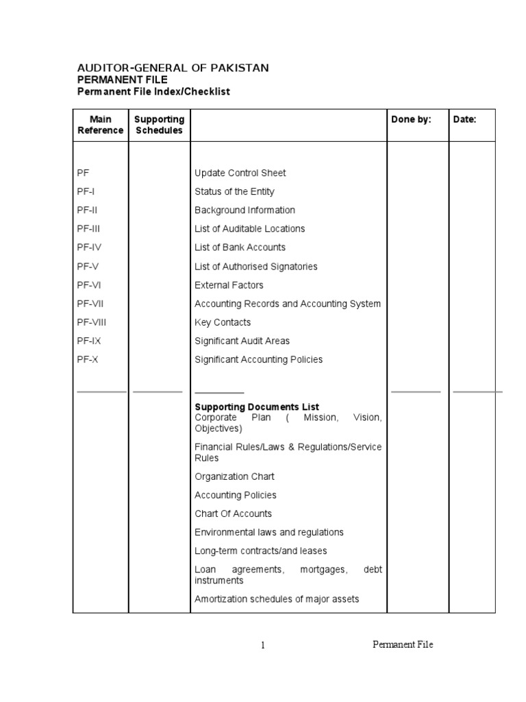 Permanent File Format | PDF | Financial Audit | Financial Statement