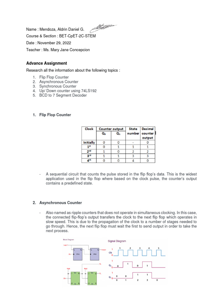 Mendoza_Advance Assignment | PDF | Digital Electronics | Computer ...