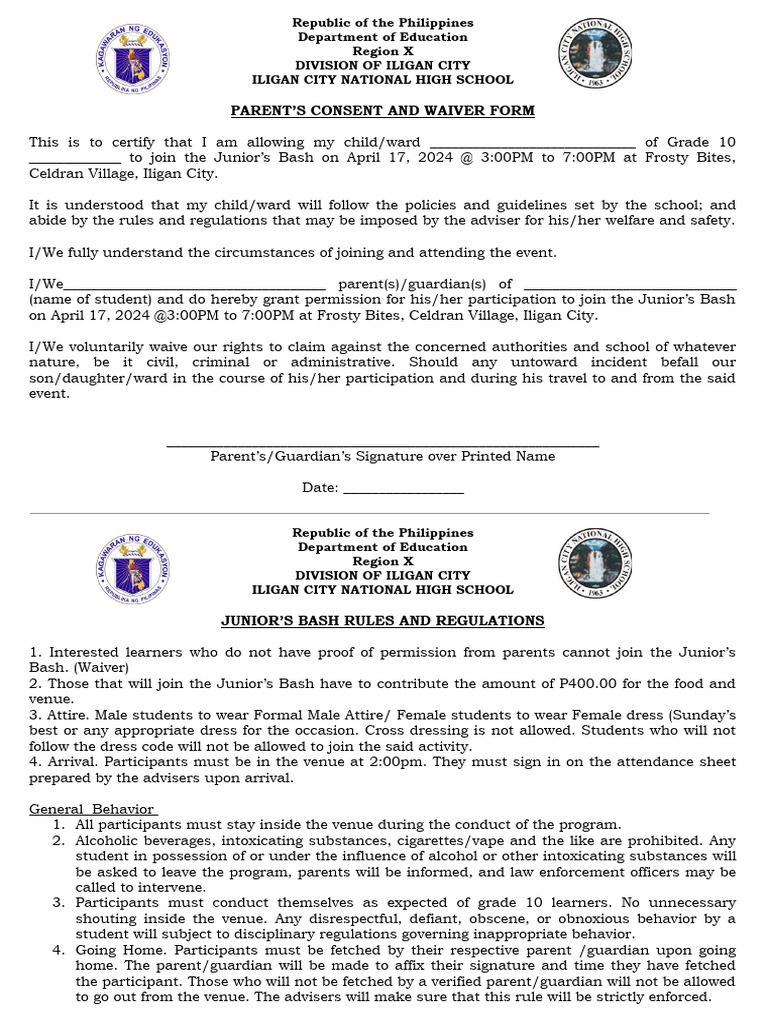 Jbash Consent and Waiver | PDF | Justice | Crime & Violence