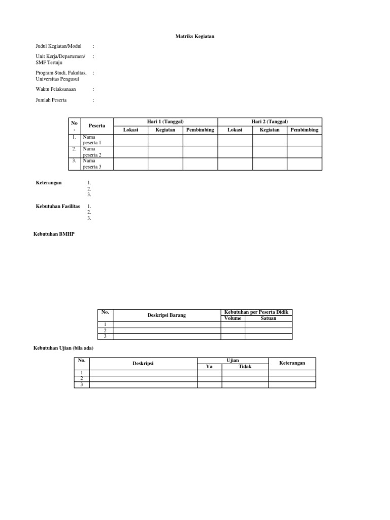 1-Matriks Kegiatan | PDF