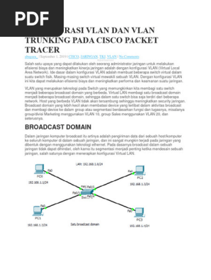 Konfigurasi Inter Vlan Routing Pada Cisco Packet Tracer Komparasi