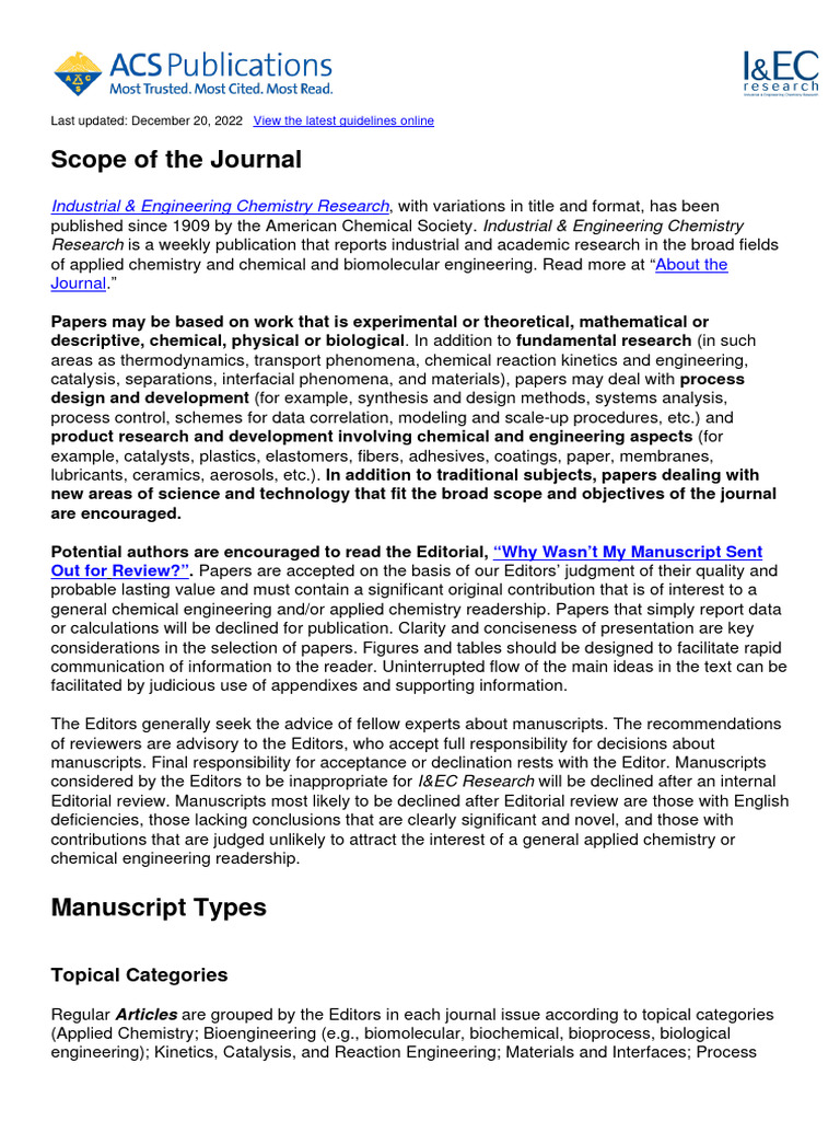 ACS IEC Author Guide | PDF | Academic Journal