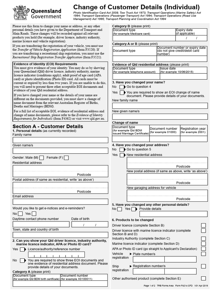 Update Personal Details for Qld Licenses | PDF | Driver's License ...