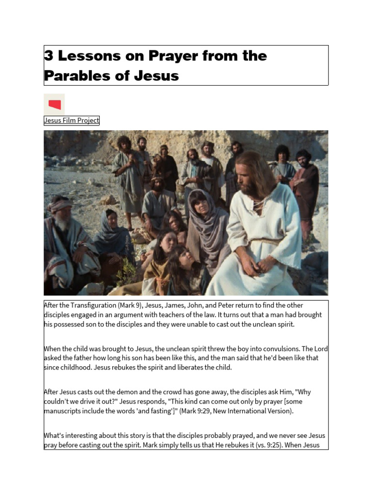 3 Lessons On Prayer From The Parables of Jesus | PDF | Jesus | Gospel ...