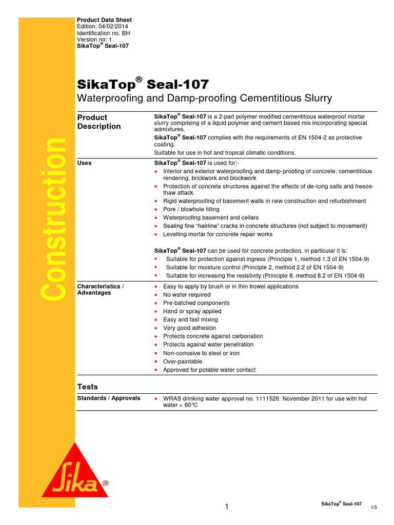 SikaTopSeal 107 | PDF | Concrete | Coating