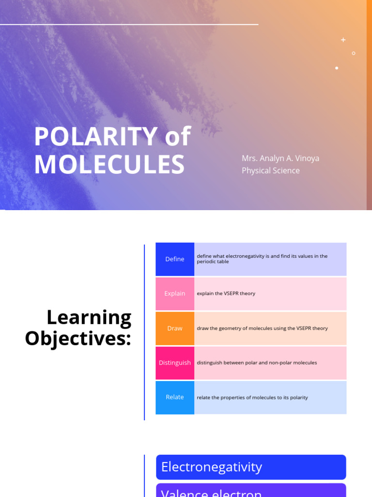 Polarity of Molecules | Download Free PDF | Chemical Polarity ...