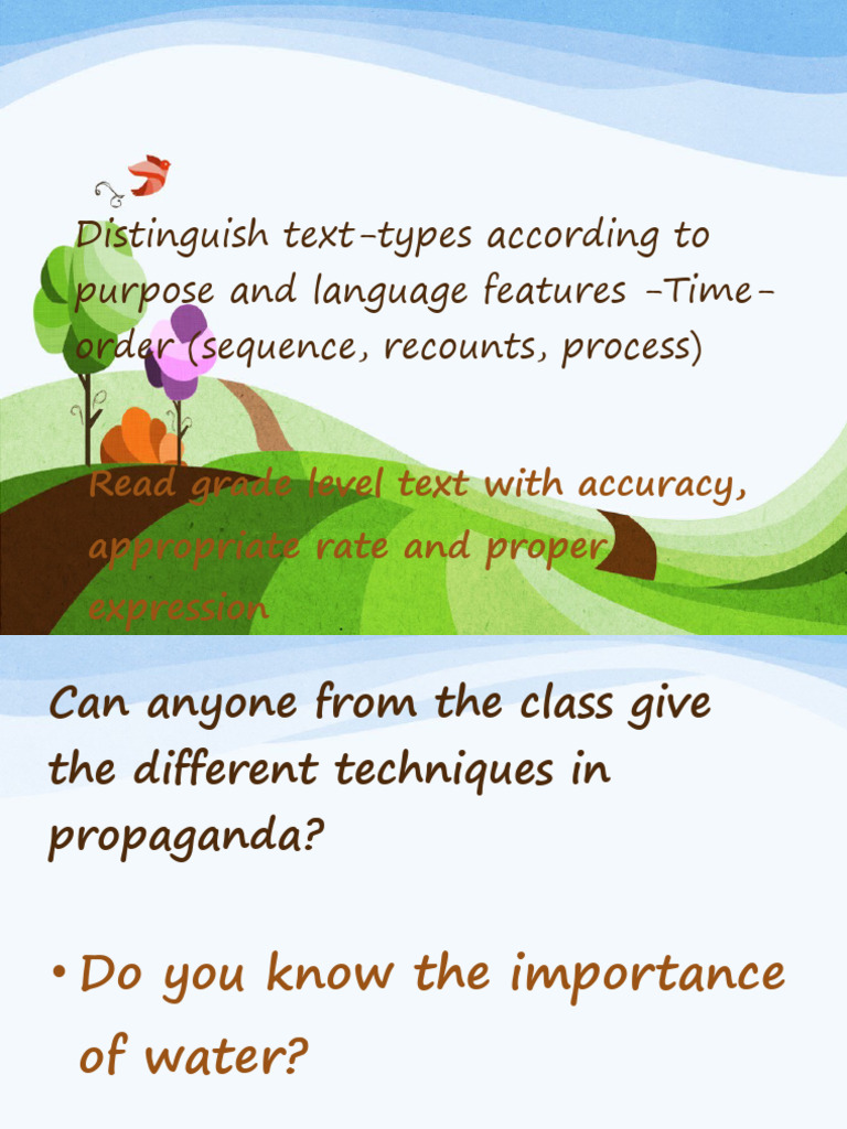 Distinguish Text Types According To Purpose And Language Features Pdf Rio Grande Human