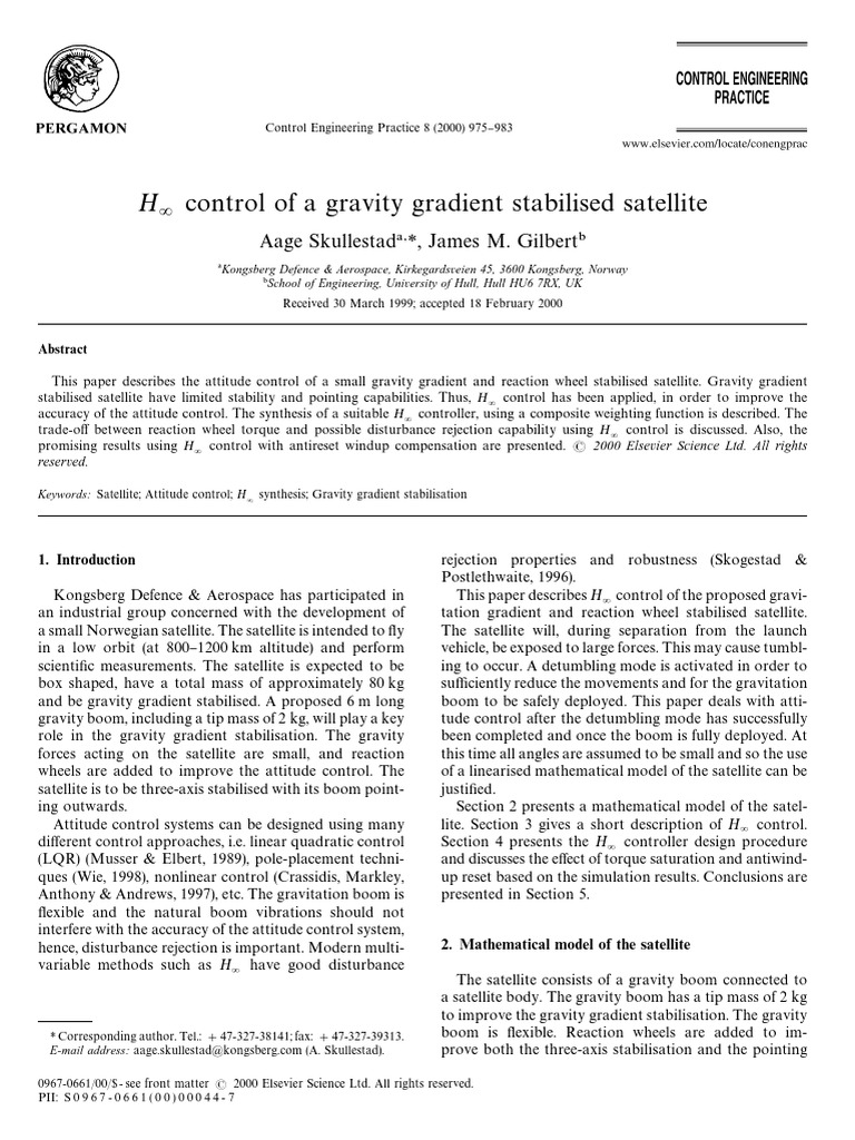 H Infinity of A Sattelite | PDF | Classical Mechanics | Motion (Physics)