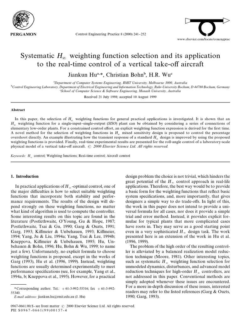 Aircraft Control Weighting Functions | PDF