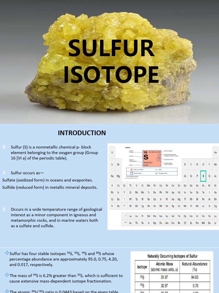 Lec 28 SULFUR ISOTOPE | PDF | Sulfur | Earth Sciences
