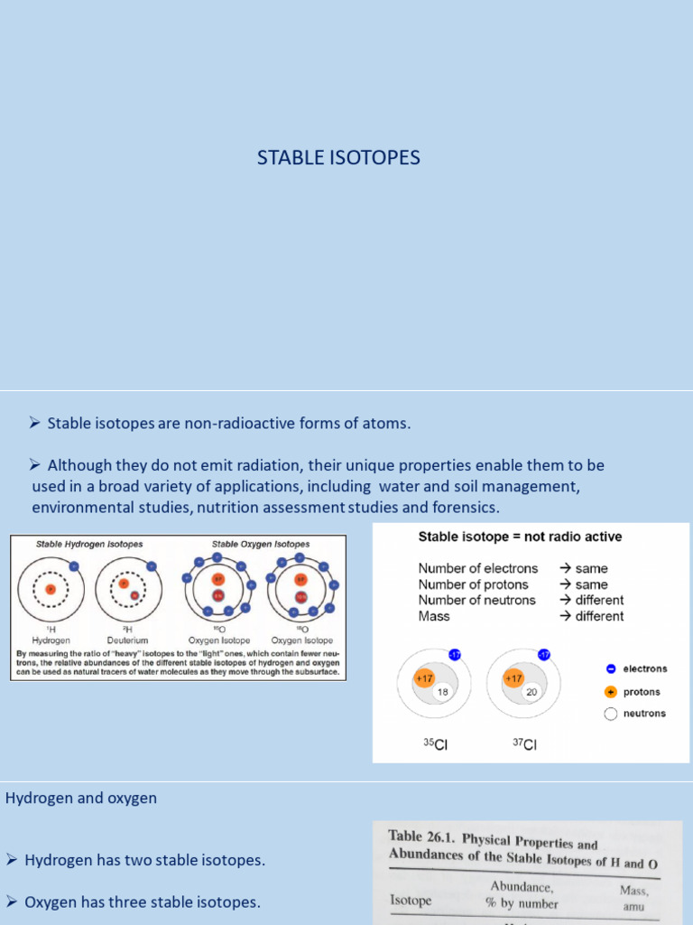 Stable Isotopes of Oxygen and Hydrogen | PDF | Molecules | Geology