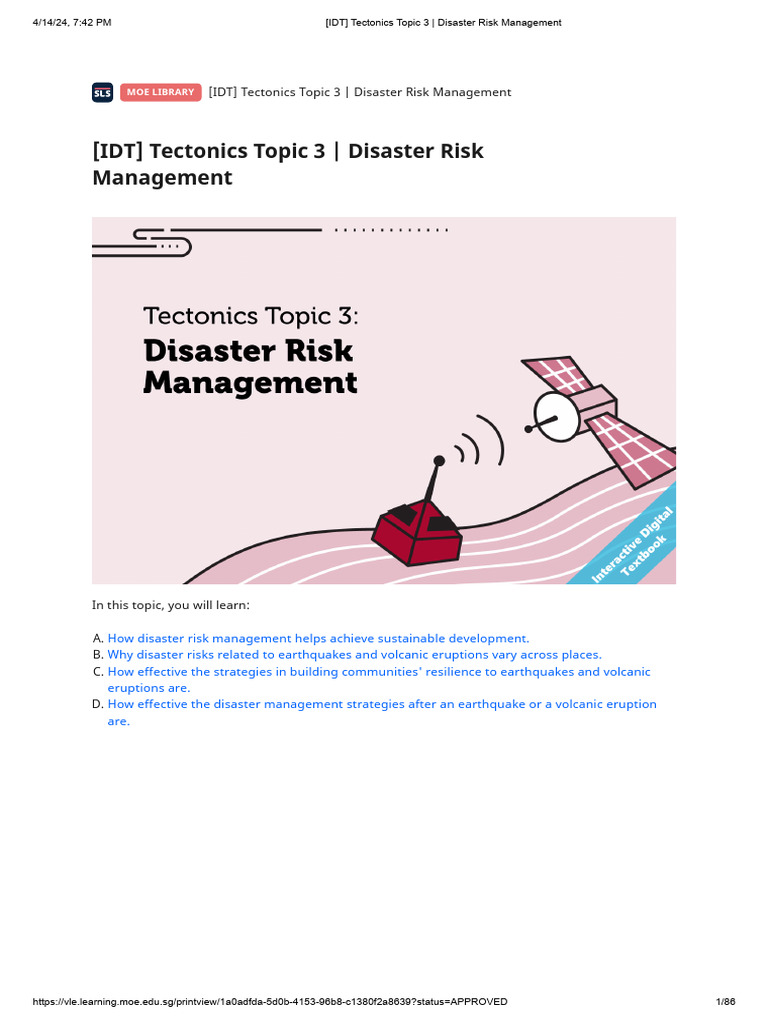 IDT Tectonics Topic 3 Disaster Risk Management | PDF | Natural ...
