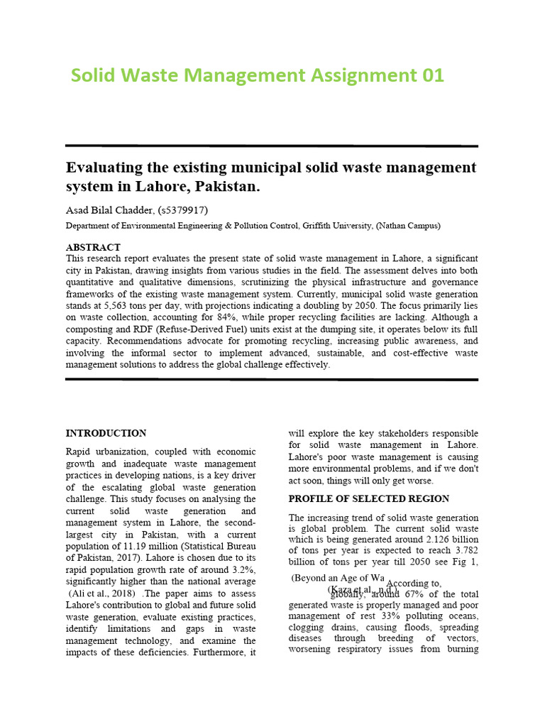 Assignment 01 Asad Bilal (S5379917) | PDF | Waste Management | Waste