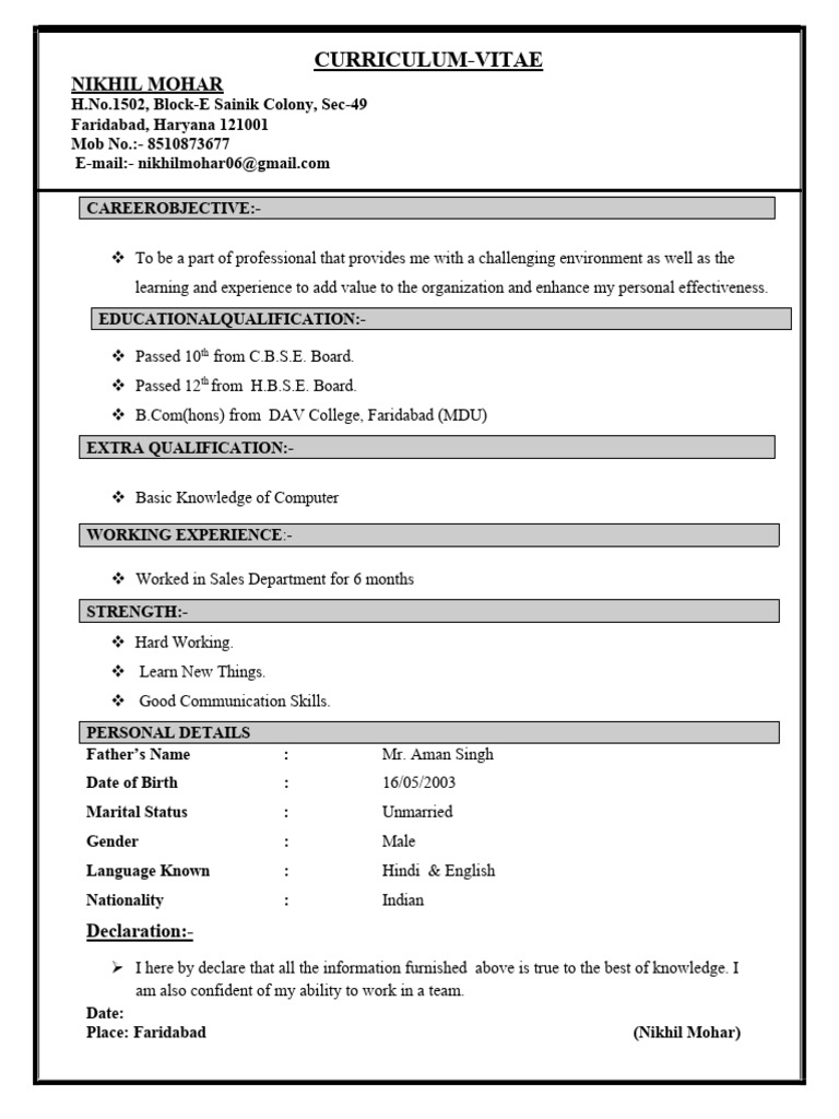 Vishu Sharma CV | PDF | Career & Growth | Business