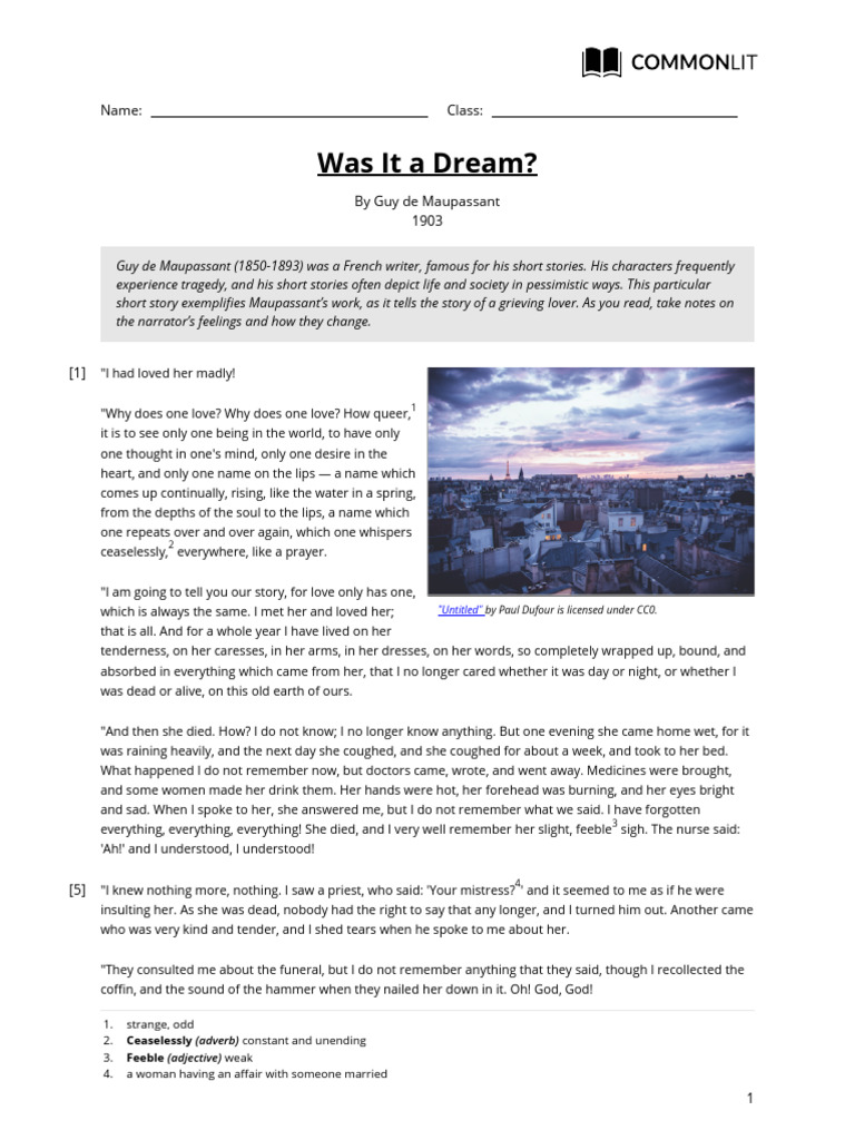 YEAR 9 READING Was - It - A - Dream - Parents | PDF | Dream