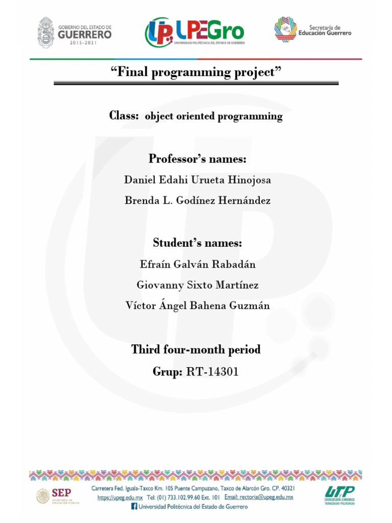 Proyecto Final POO | Download Free PDF | Method (Computer Programming) | Class (Computer ...