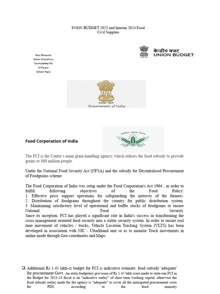 Union Budget 2023 And Interim 2024 Pdf Economies