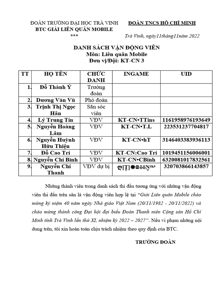 Bản Sao Bản Sao Danh Sách Thi Đấu KT-CN 3 | PDF