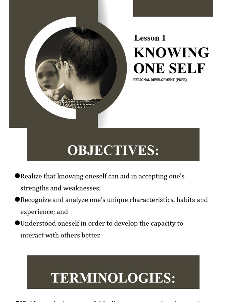 PDPR - L1 Knowing Oneself | PDF | Self Esteem | Self Concept