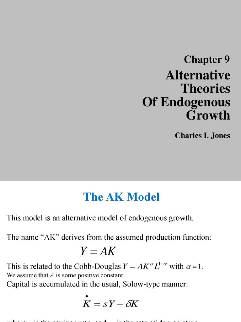 Ch. 9 ALTERNATIVE THEORIES OF ENDOGENOUS GROWTH | PDF