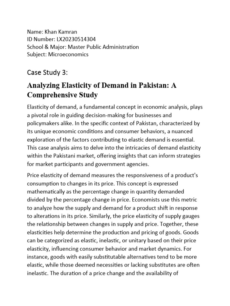 Analyzing Elasticity of Demand in Pakistan | PDF | Elasticity (Economics) | Demand