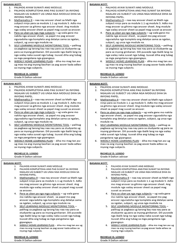 Pahibalo Sa Mga Bata | PDF