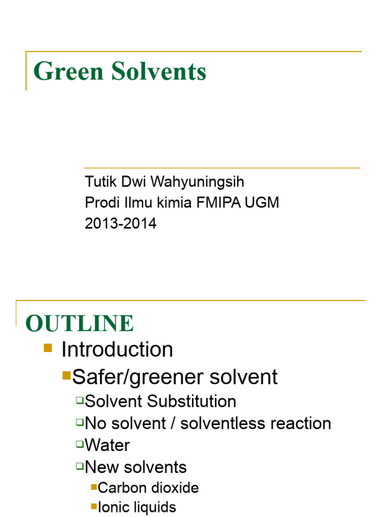 Green Solvent - TDW | PDF | Supercritical Fluid | Solvent