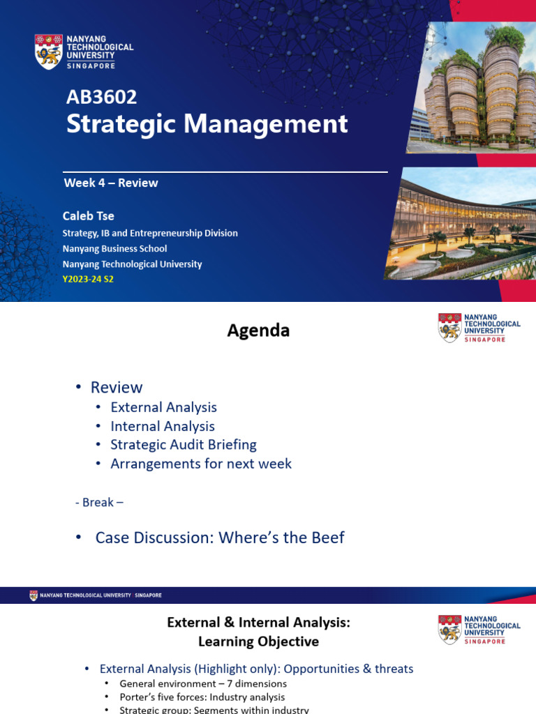 AB3601 Week 4 Review | PDF | Strategic Management | Competitive Advantage