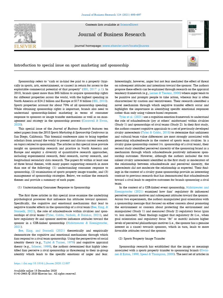 Introduction To Special Issue On Sport Marketing and Sponsorship | PDF ...