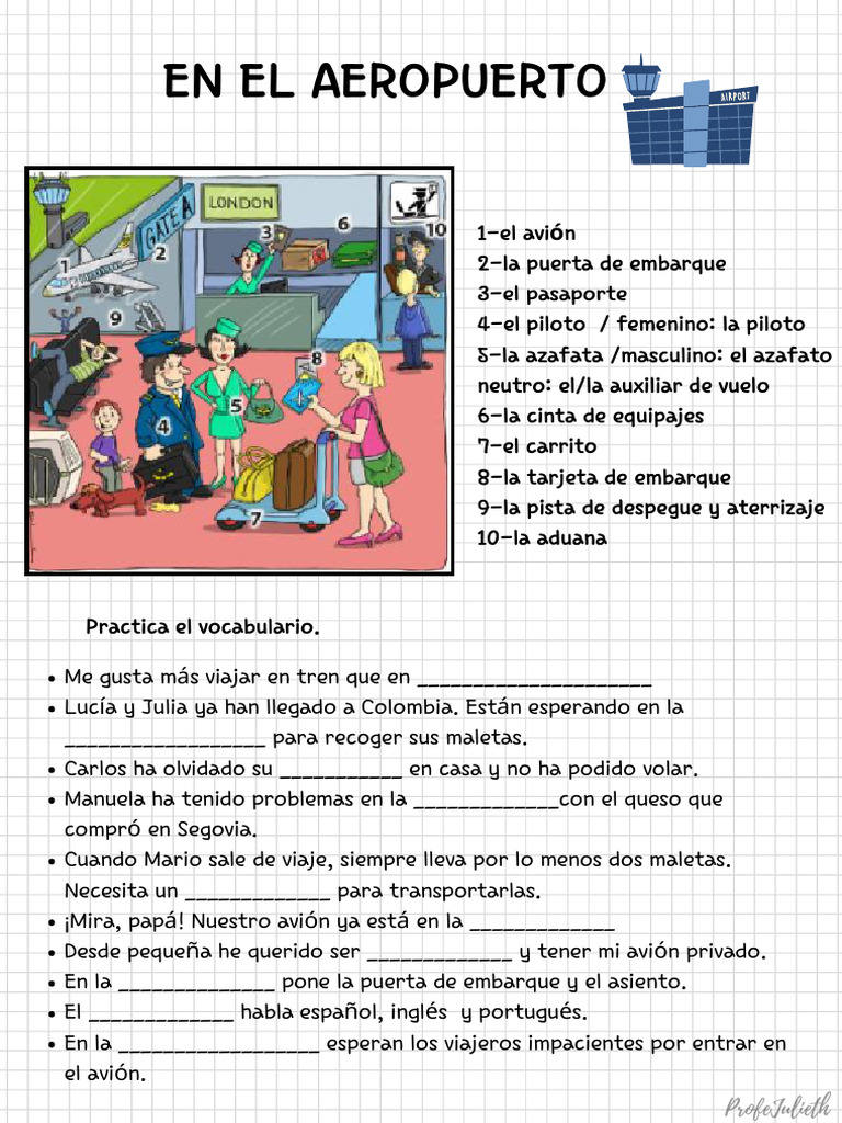 Vocabulario y Conversaciones en Aeropuerto | PDF | Auxiliar de vuelo ...