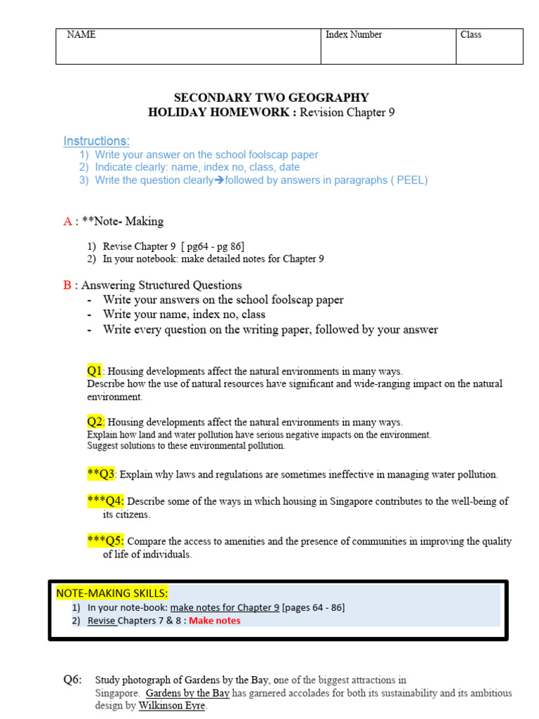 Secondary Two Geography Holiday Homework | PDF | Sustainability ...