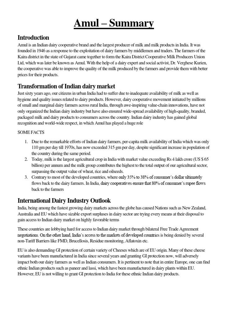 Amul Success Story | PDF | Dairy | Economies