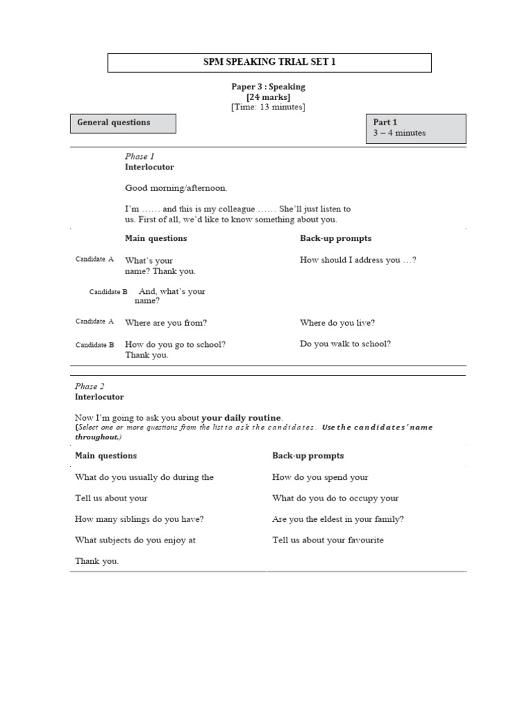 F4 Speaking Test (Final 2022) | PDF | Adolescence | Psychology